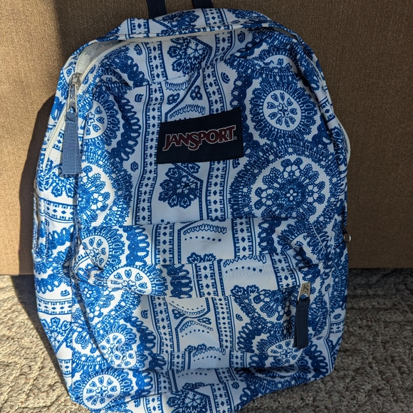 Jansport | Accessories | Jansport Blue And White Floral Backpack | Poshmark